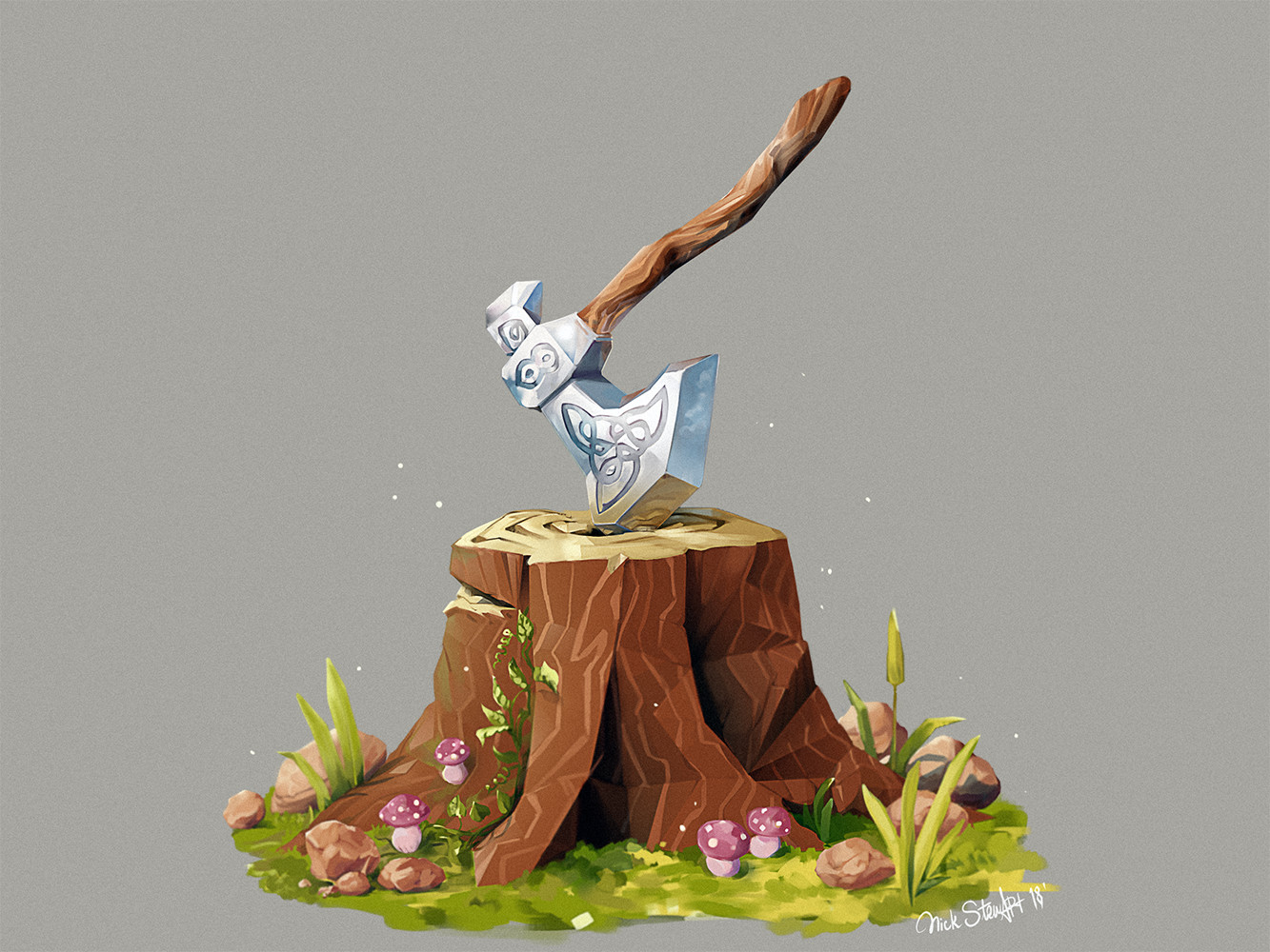 ArtStation - Axe and stump