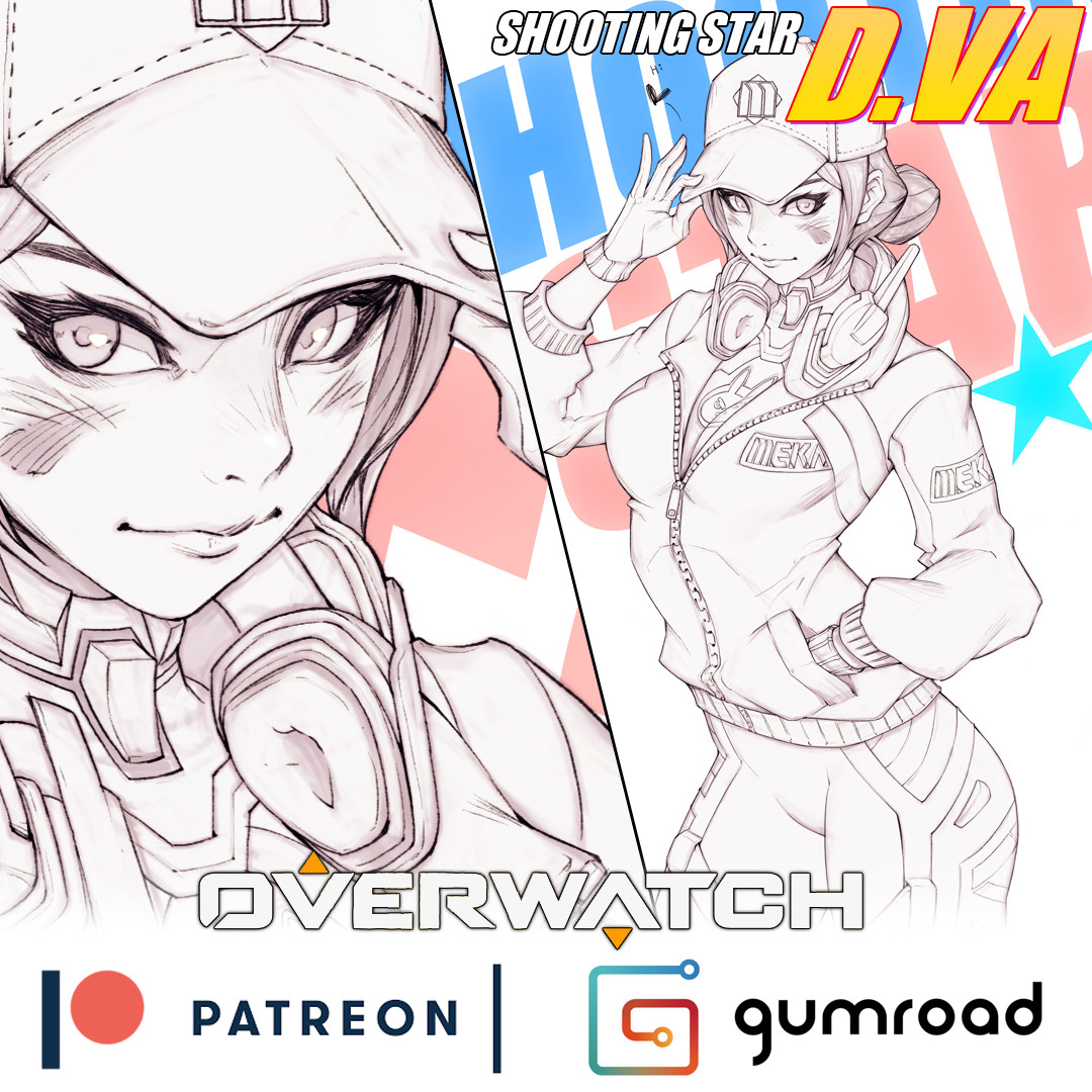 ArtStation - OVERWATCH "D.VA SHOOTING STAR" Sketch