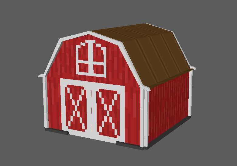 ArtStation - Red barn with pixel art texture
