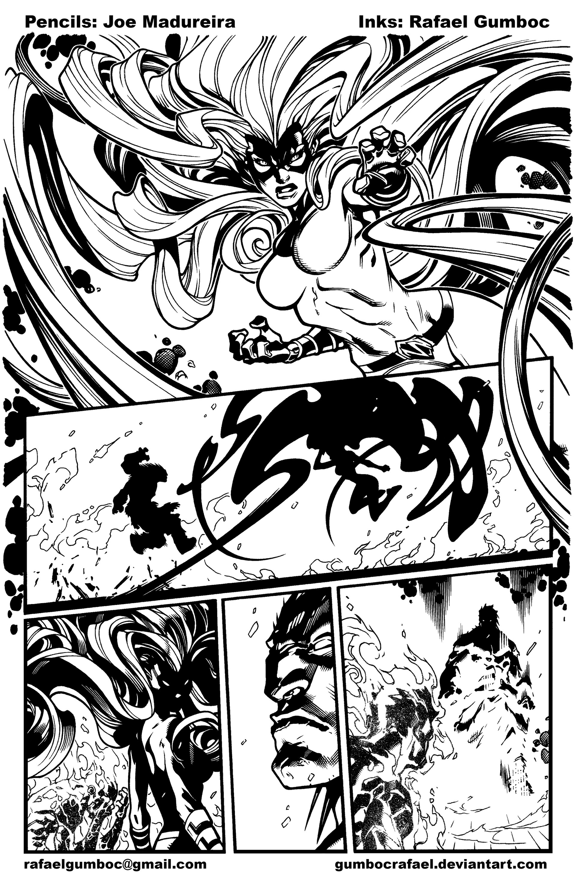 ArtStation - Practice Inks over Joe Madureira's Pencils, Rafael Gumboc