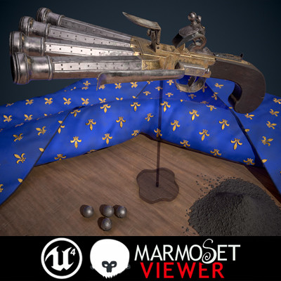 ArtStation - 19th century French Volley Pistol