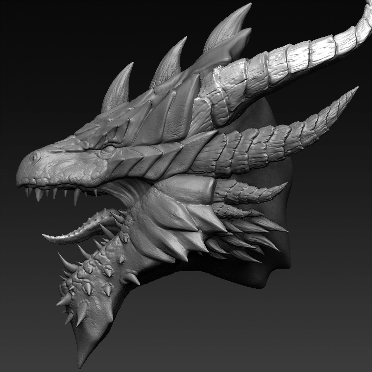 ArtStation - Fiery dragon head 龙头