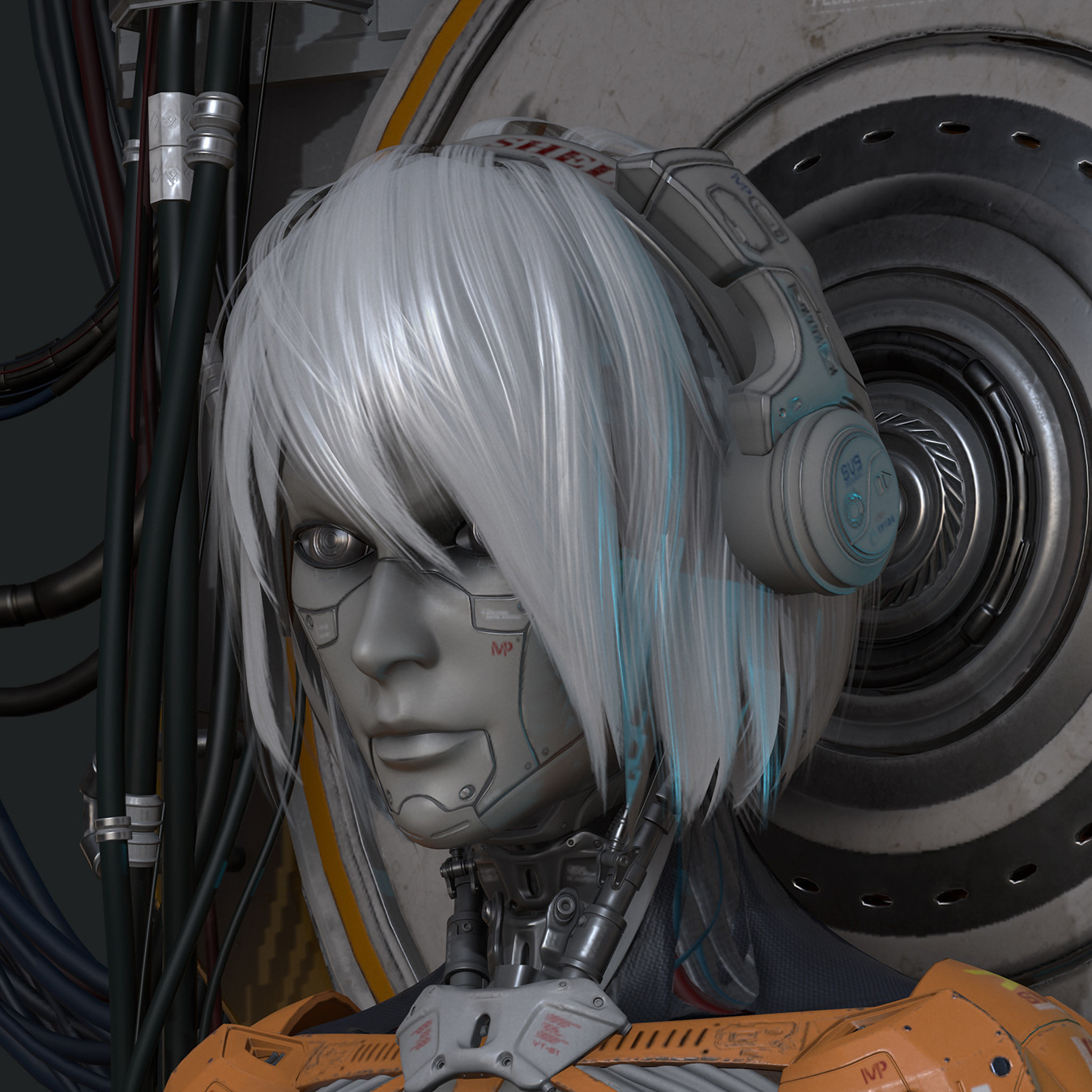 ArtStation - ghost body Mechanics Robot 头部