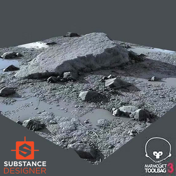 ArtStation - terrain ground stone Grassland SD地面