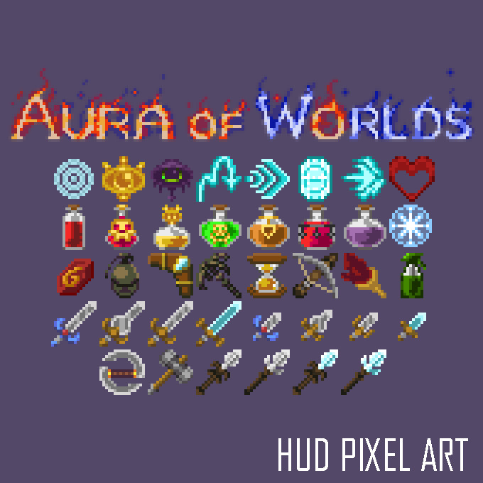 ArtStation - Aura of Worlds HUD Pixel Art