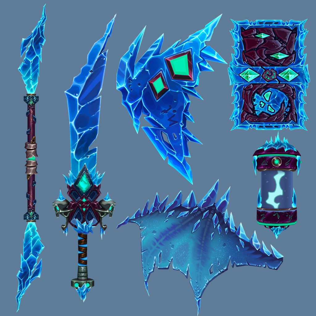 ArtStation - Frozen Stylized weapons - Dungeon Defenders 2