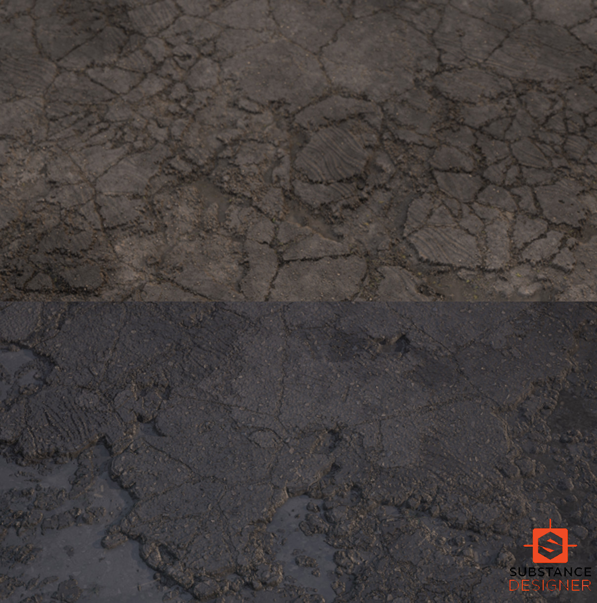 ArtStation - Damaged Road Substance Material