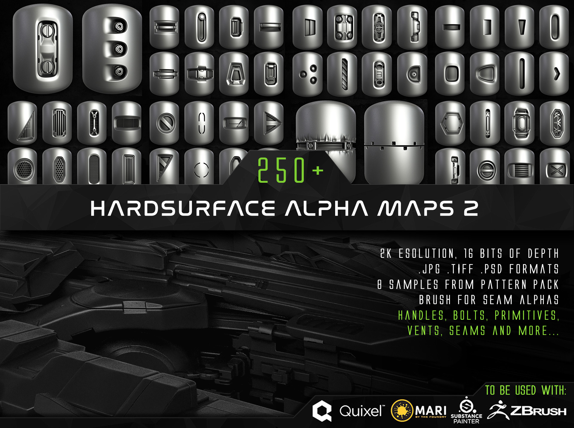 ArtStation - JR 250+ Hardsurface Alpha Maps 2