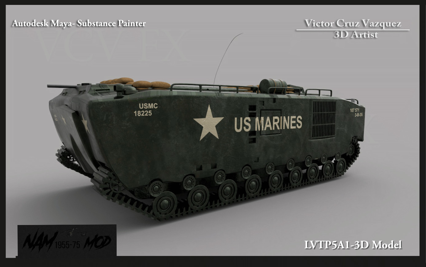 ArtStation - Landing Vehicle Tracked Personal Amphibious ( LVTP-5A1 ...