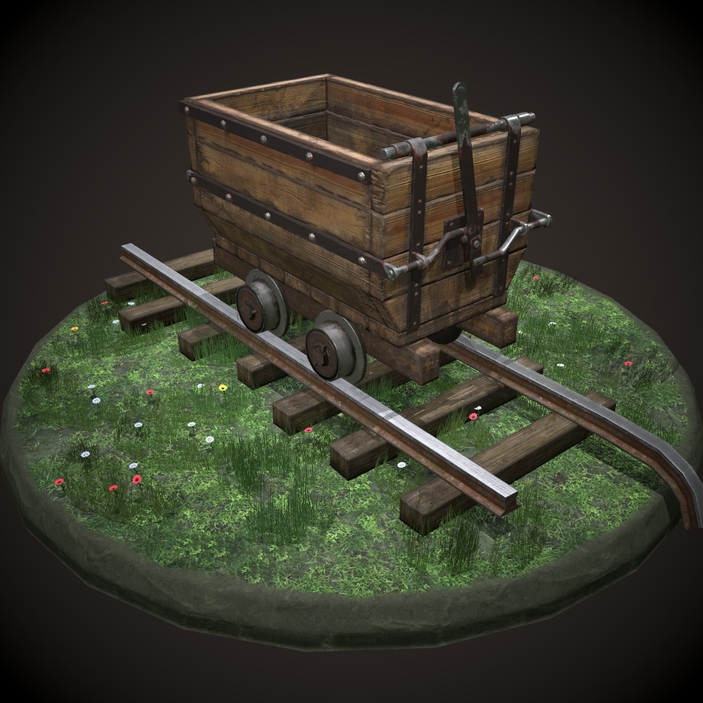ArtStation - Mining cart on the meadow