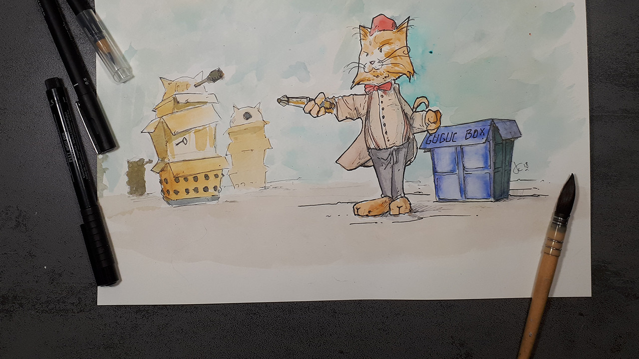 ArtStation - DocTHOR WHO - Draw and Ink - illustration - Doctor Who Drawing