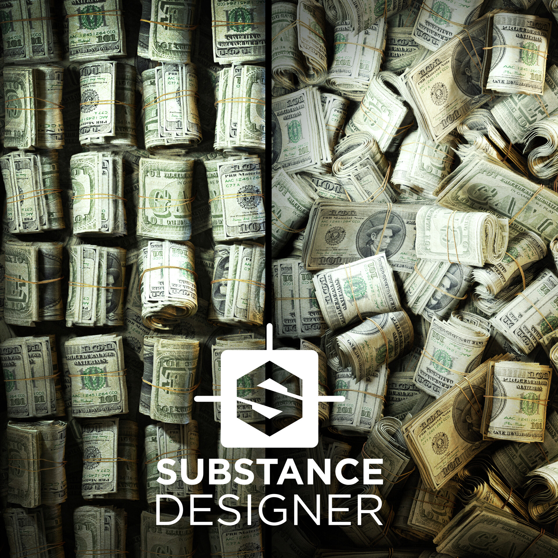 ArtStation - PBR Money Stack Material based on procedural Note textures