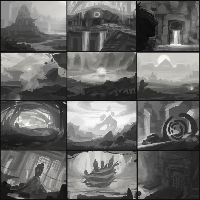 ArtStation - Composition Thumbnails Sketches