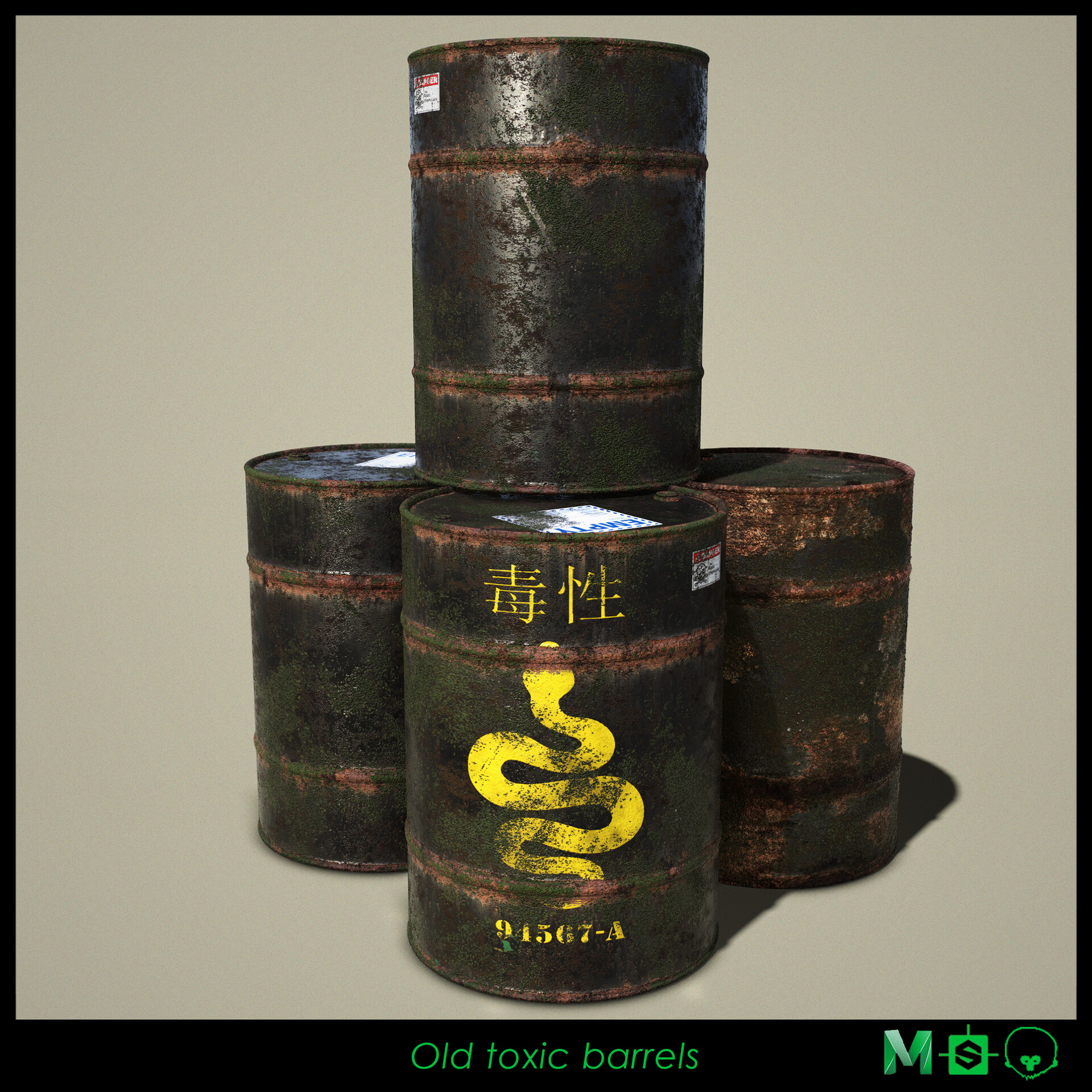 ArtStation - Old toxic barrels