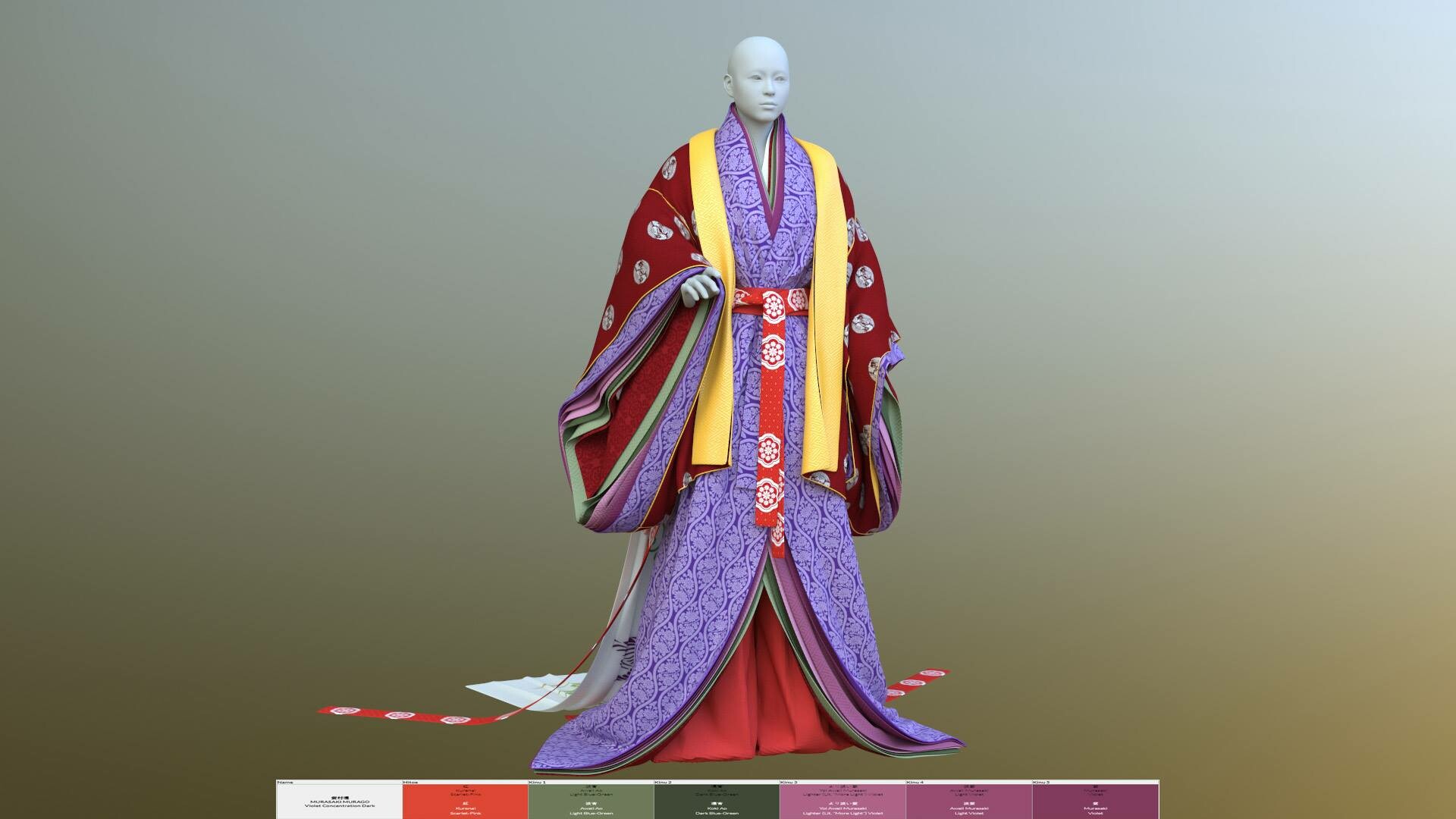 ArtStation - junihitoe [十二単] or Itsutsuginu Karaginu Mo (五衣唐衣裳)