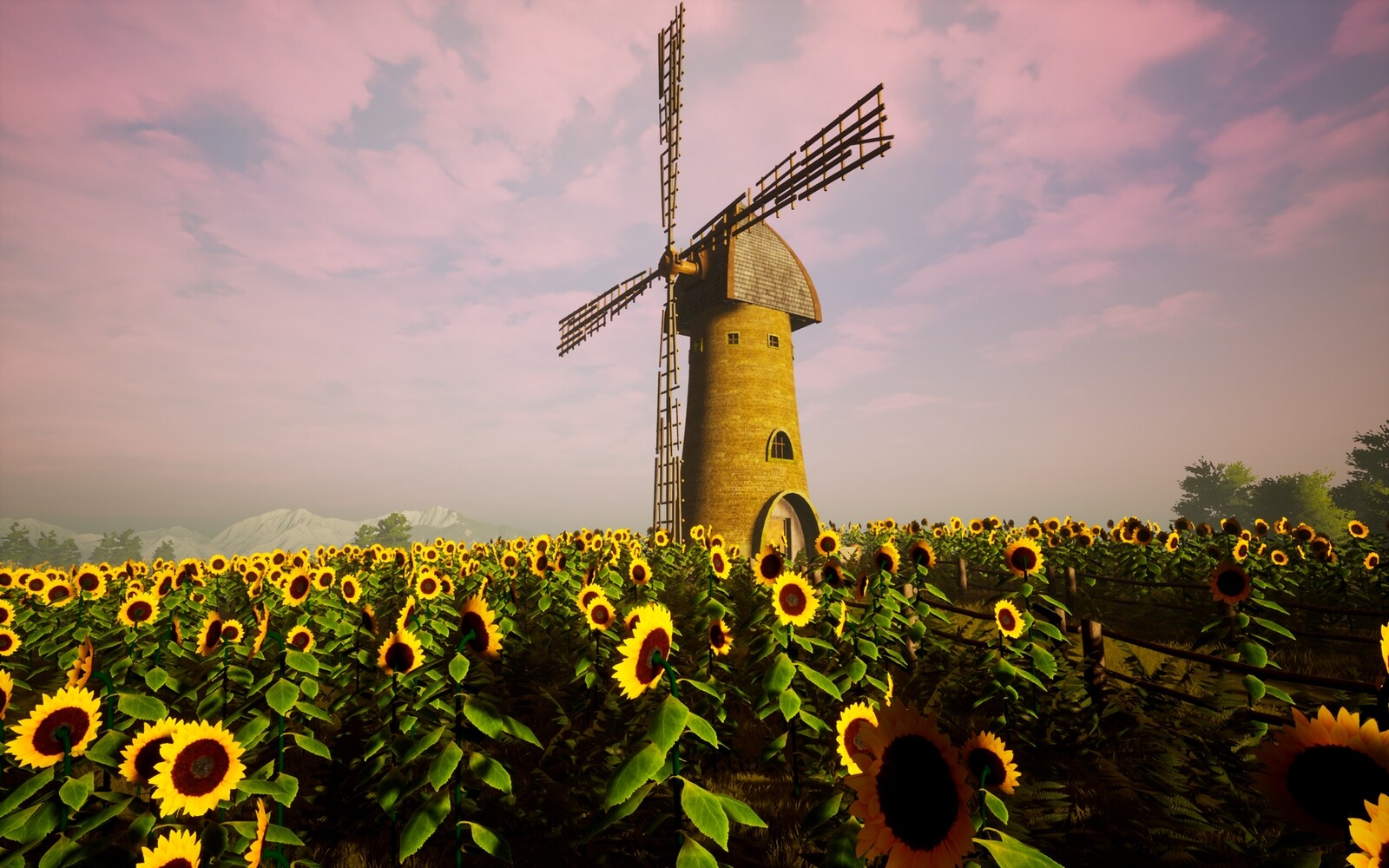 ArtStation - Sunflower Field - Windmill