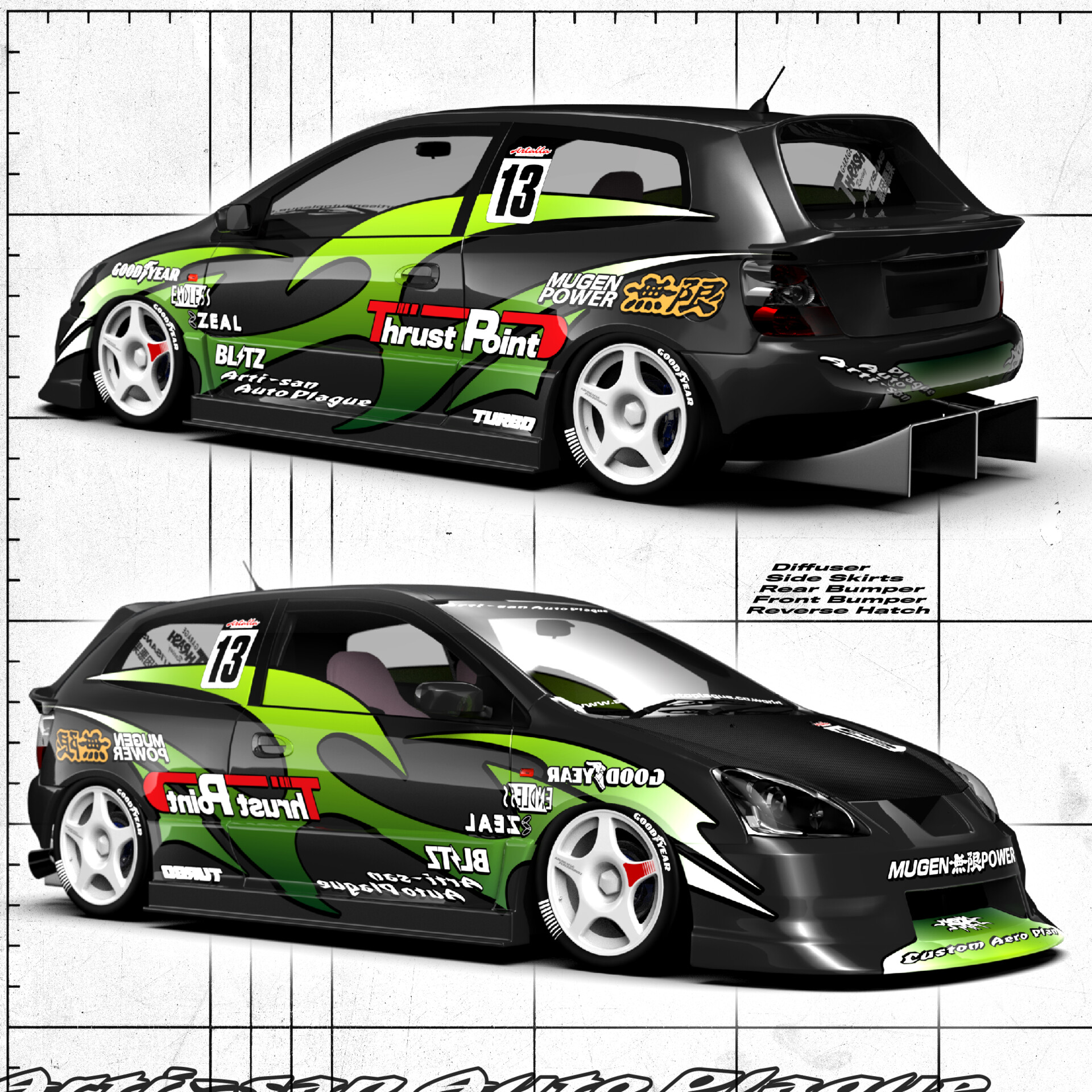 ArtStation - Honda Civic body kit and Livery design