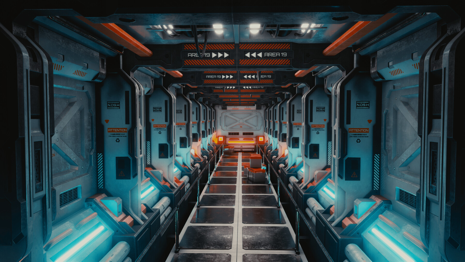 ArtStation - scifi hallway - real time render with blender eevee