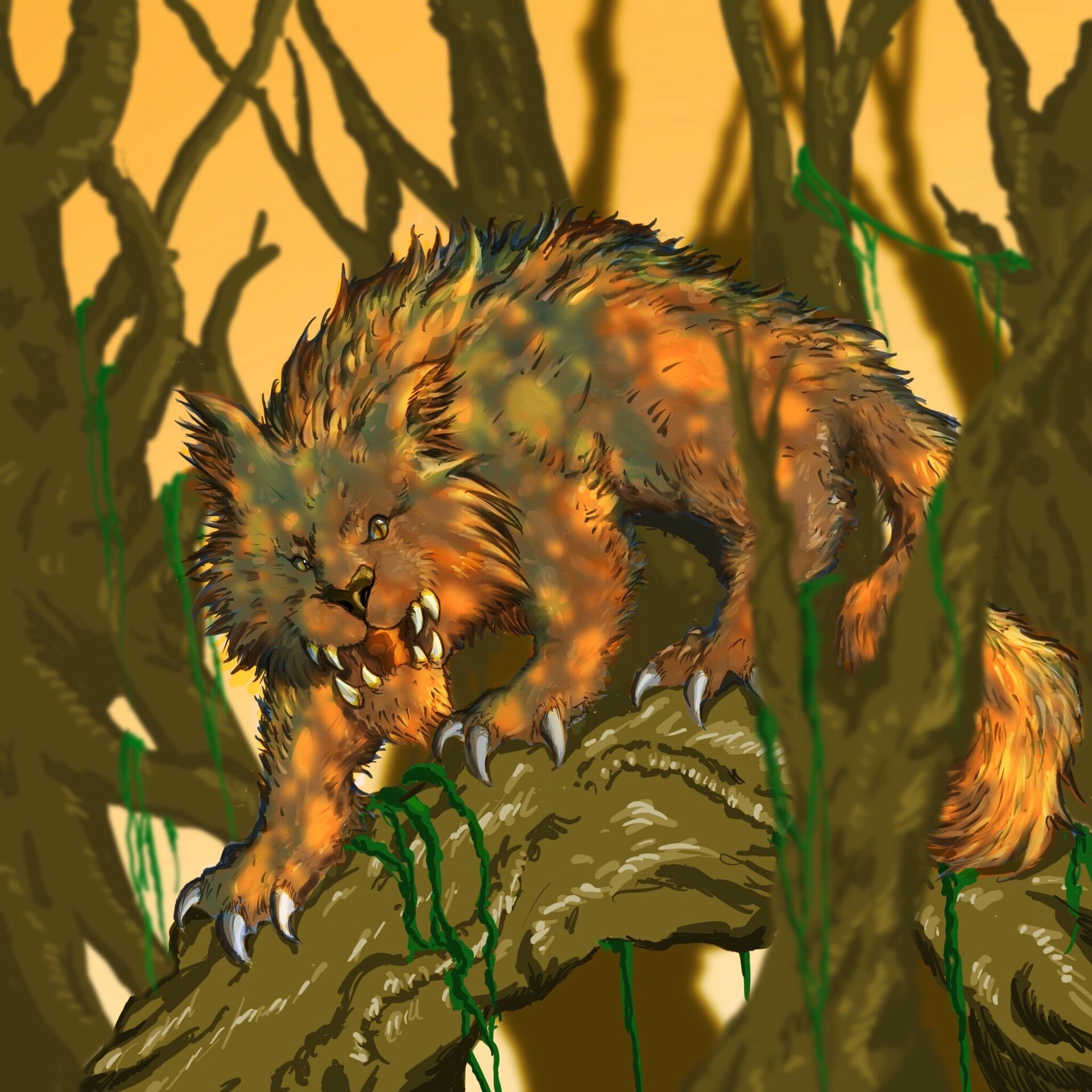 ArtStation - long hair tree tiger