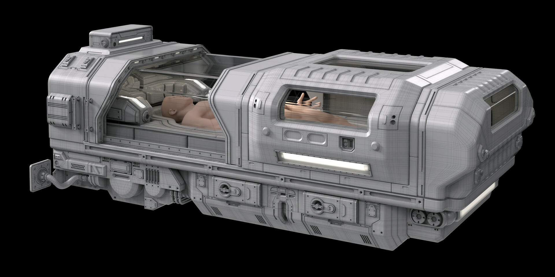 ArtStation - Cryosleep capsule modeling