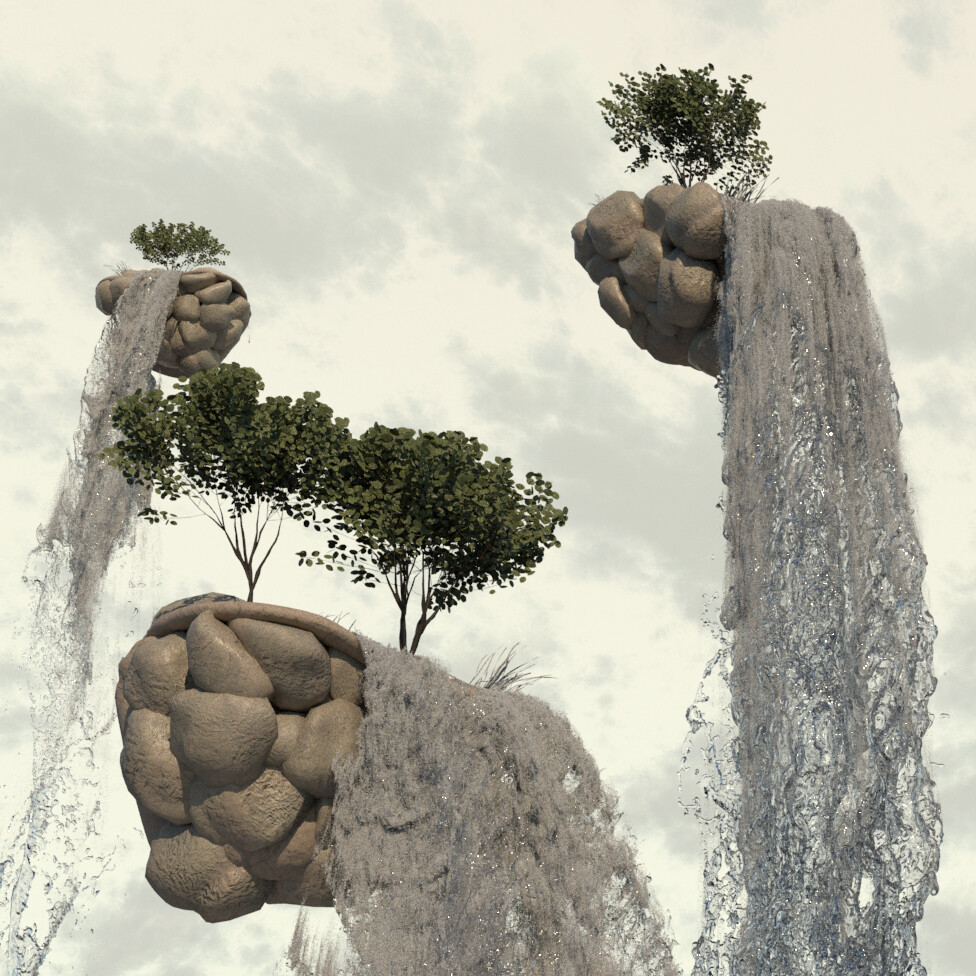 ArtStation - Floating Waterfall Isles Simulation