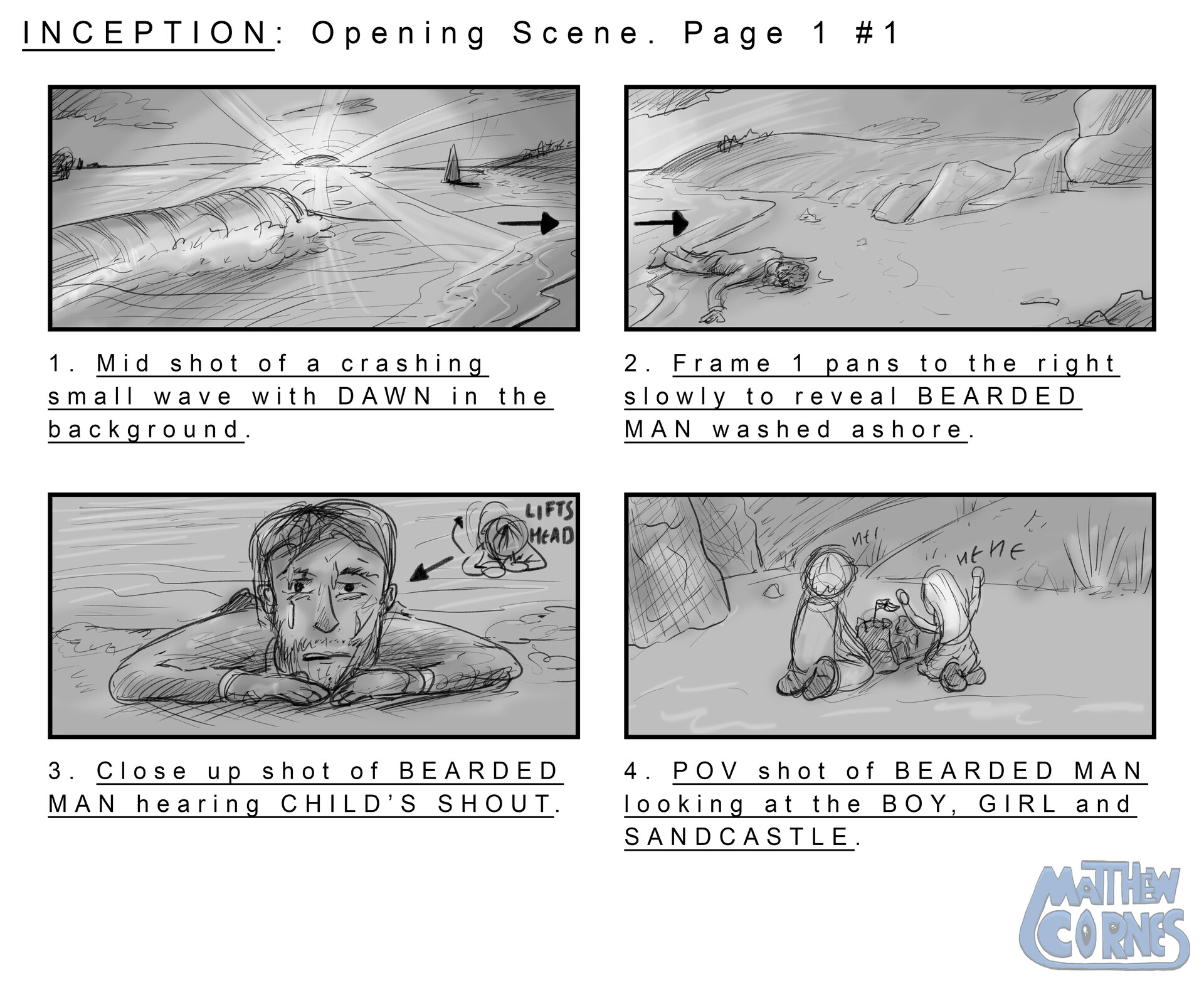 Matthew Cornes - Inception Storyboard: My take on the script