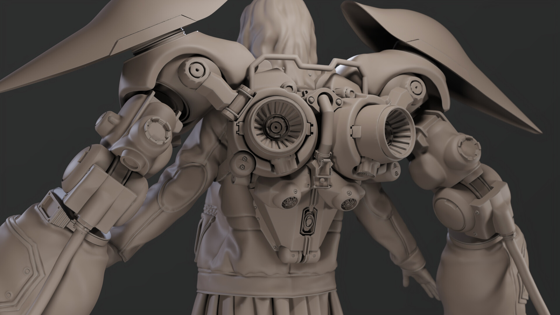 ArtStation - Mechanical exoskeleton girl WIP (game character)