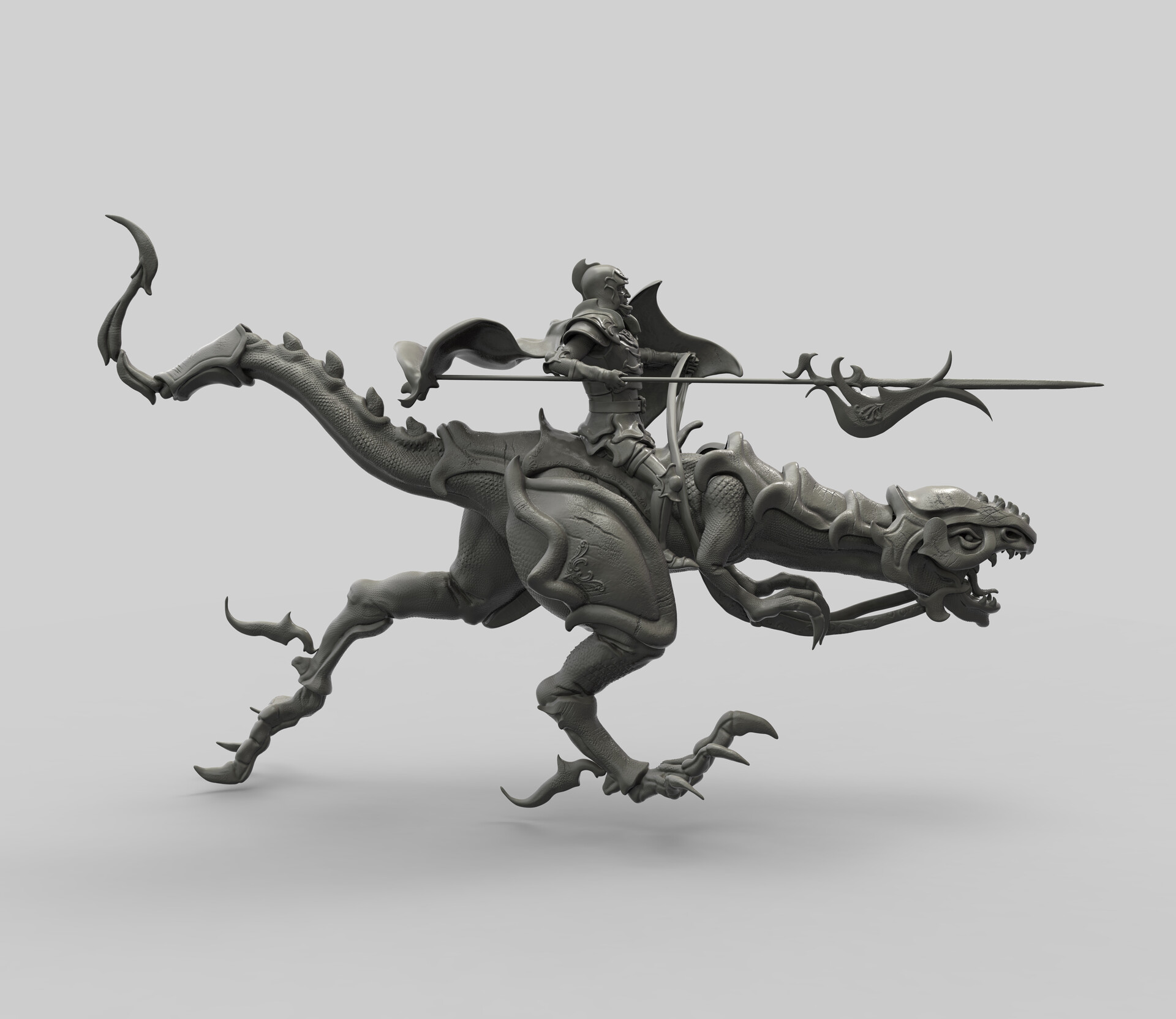 ArtStation - Lizard Rider, attacking posture
