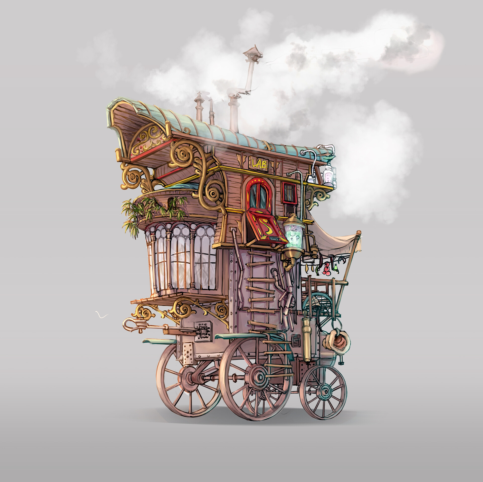 ArtStation - Steampunk-Gypsy Vehicle Design (2018)