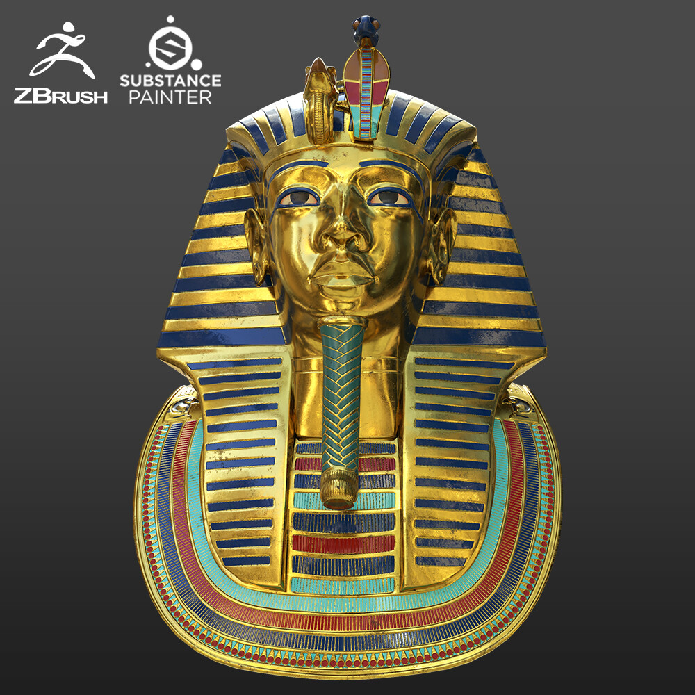 ArtStation - Death mask of Tutankhamun + Break down
