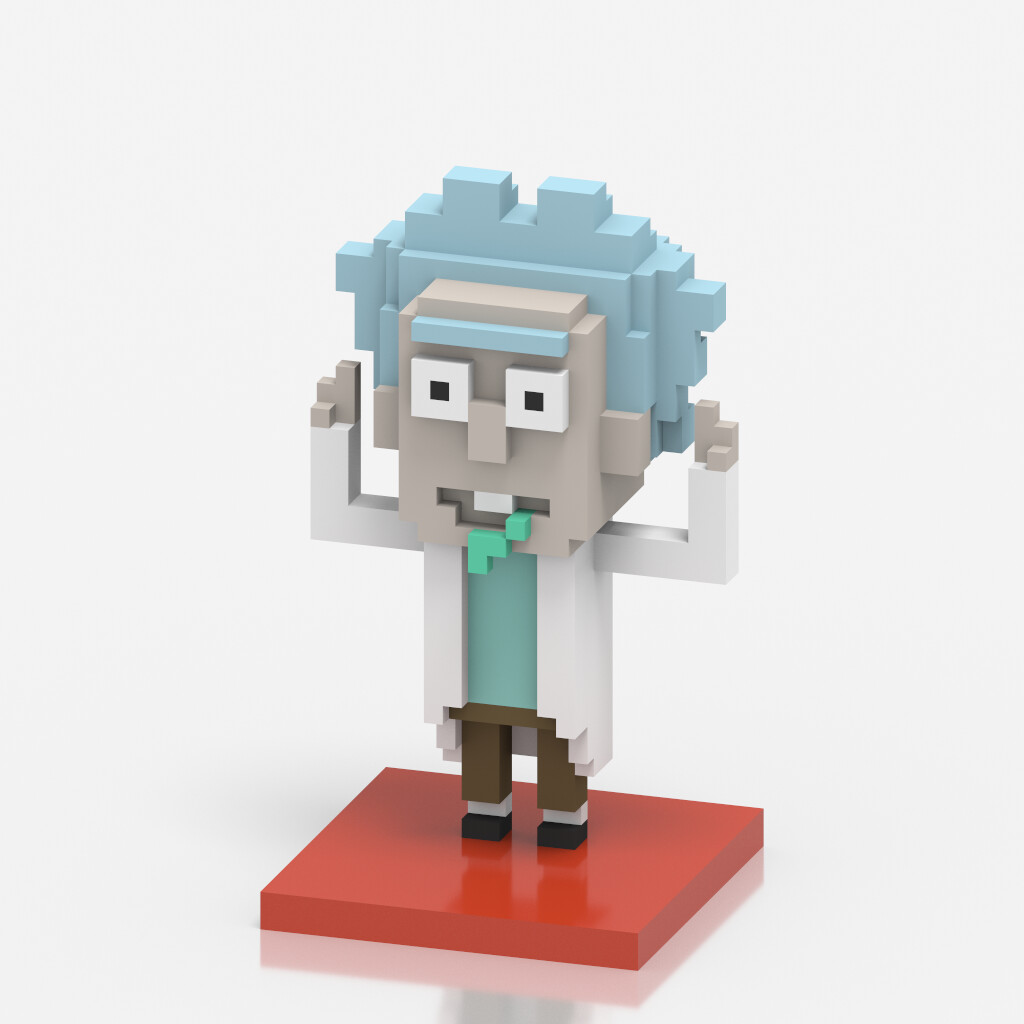ArtStation - Tiny Rick in Voxel Art