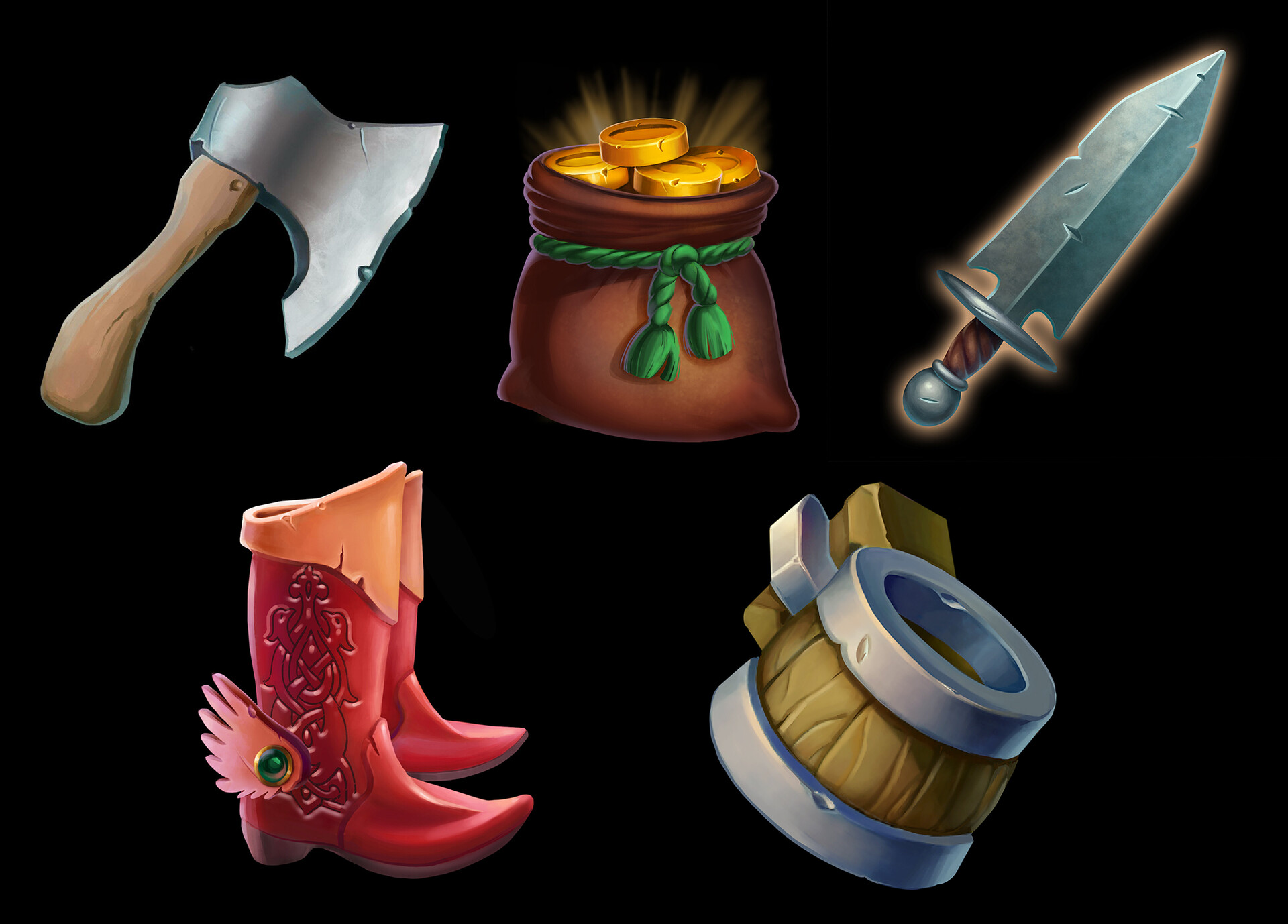 ArtStation - Game icon - Bag of gold coins