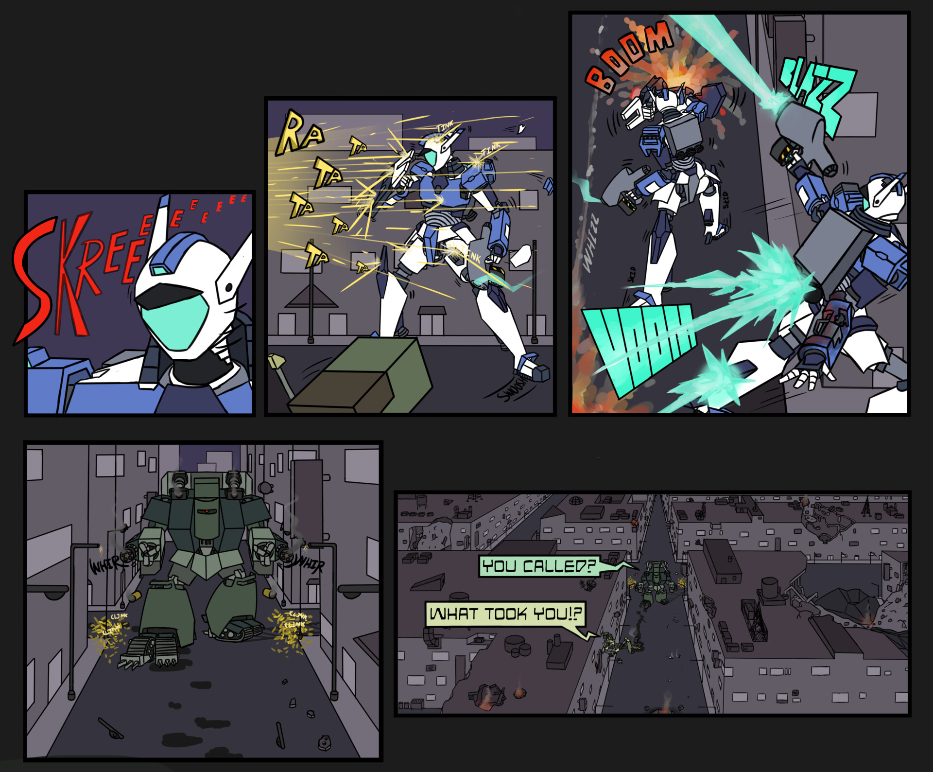 ArtStation - Mech streetfight comic