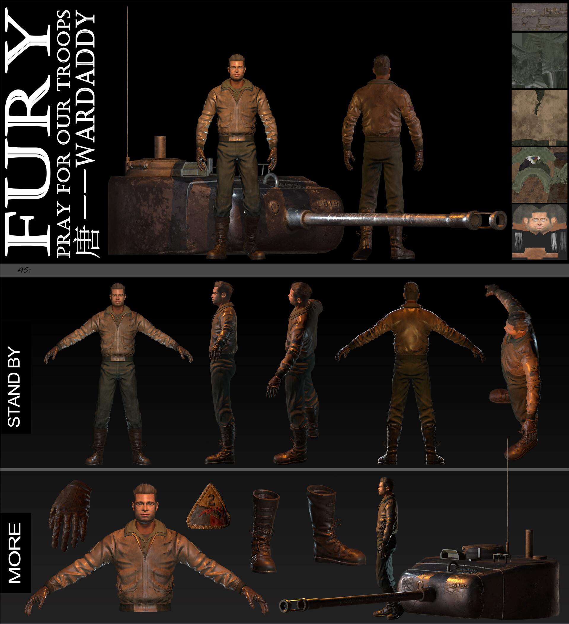 ArtStation - male_fury_wardaddy_pitt_textured