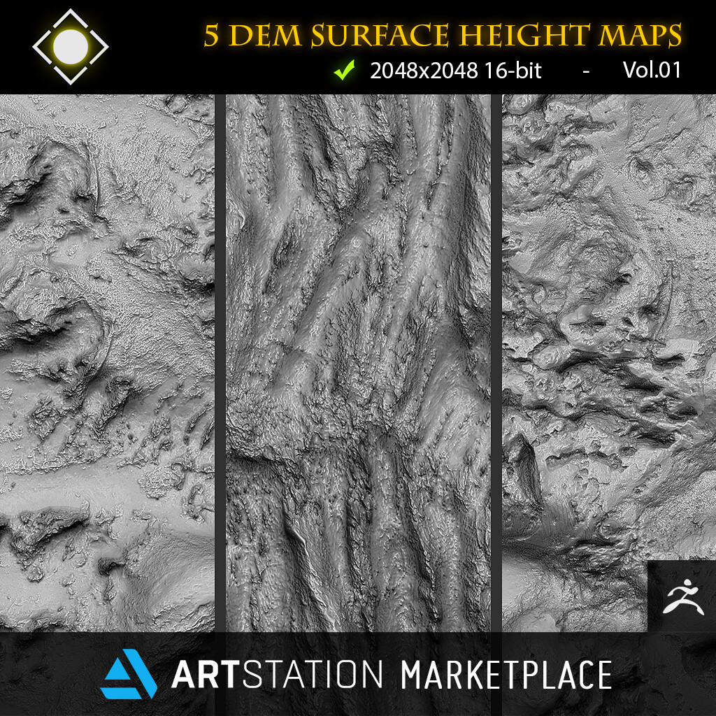 ArtStation - ZBrush/Mudbox/SP 5 DEM Surface Height Maps for Sculpting
