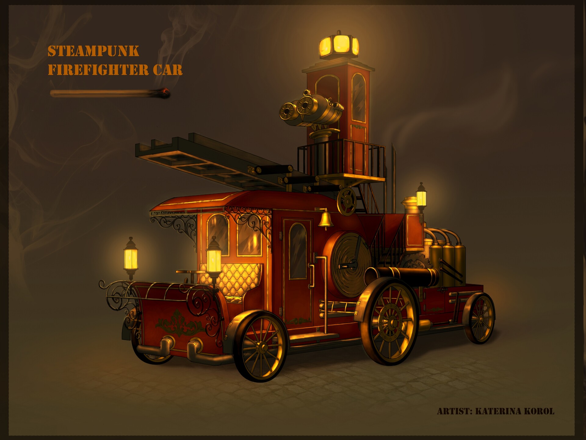 ArtStation - Steampunk firefighter car
