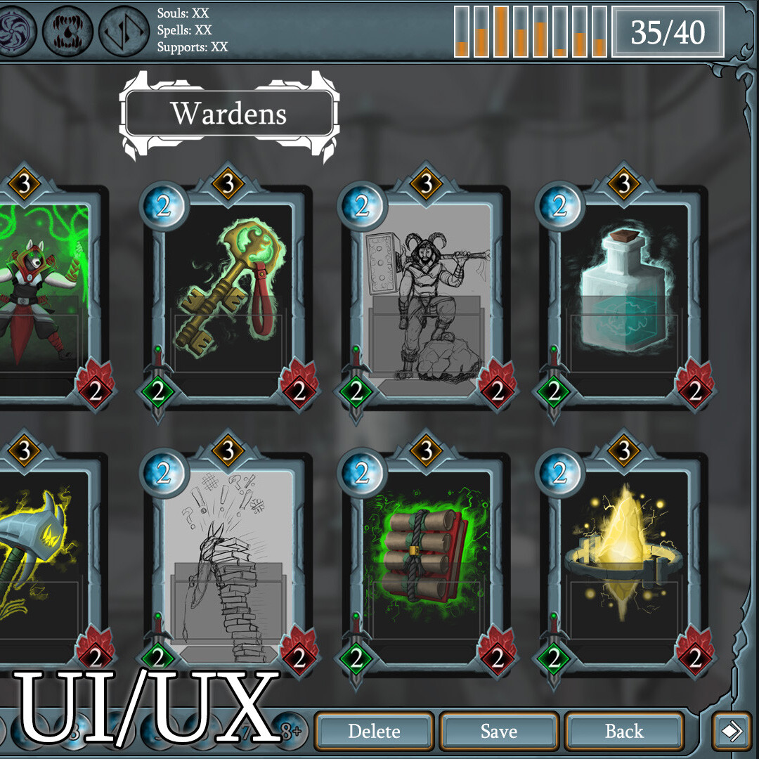 ArtStation - Deck Builder UI Wireframe / Mockup