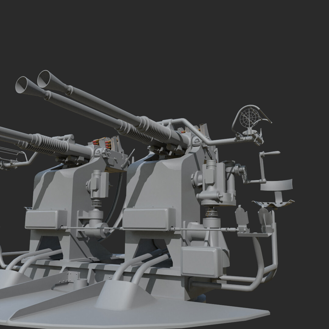 ArtStation - Bofors 40mm USN Quad AA gun