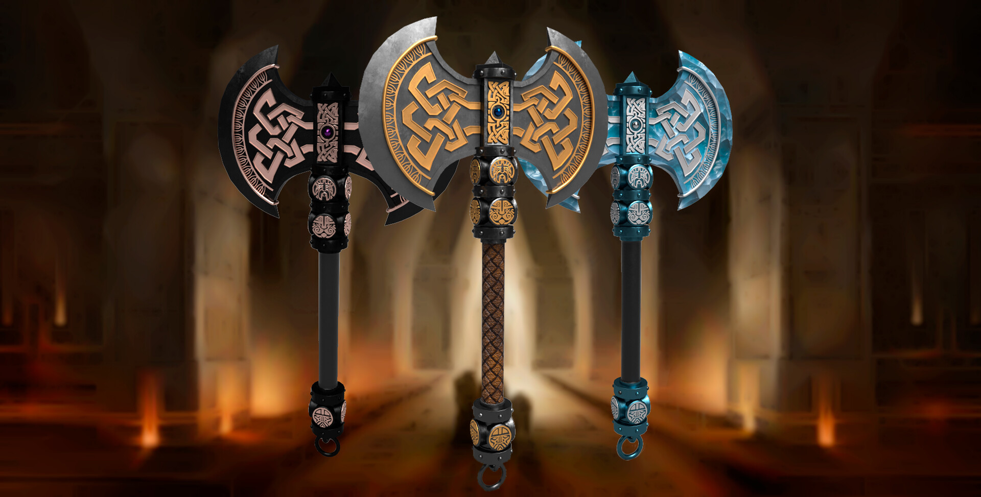 ArtStation - Warhammer - Dwarf Axe with differents skins