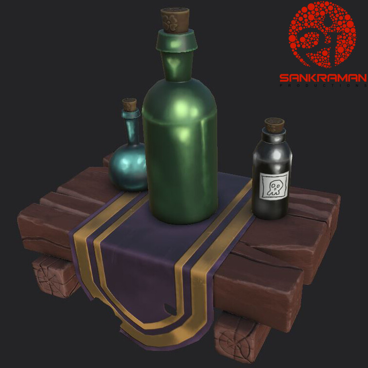 ArtStation - Bottle Set - Stylized Hand Painted textures