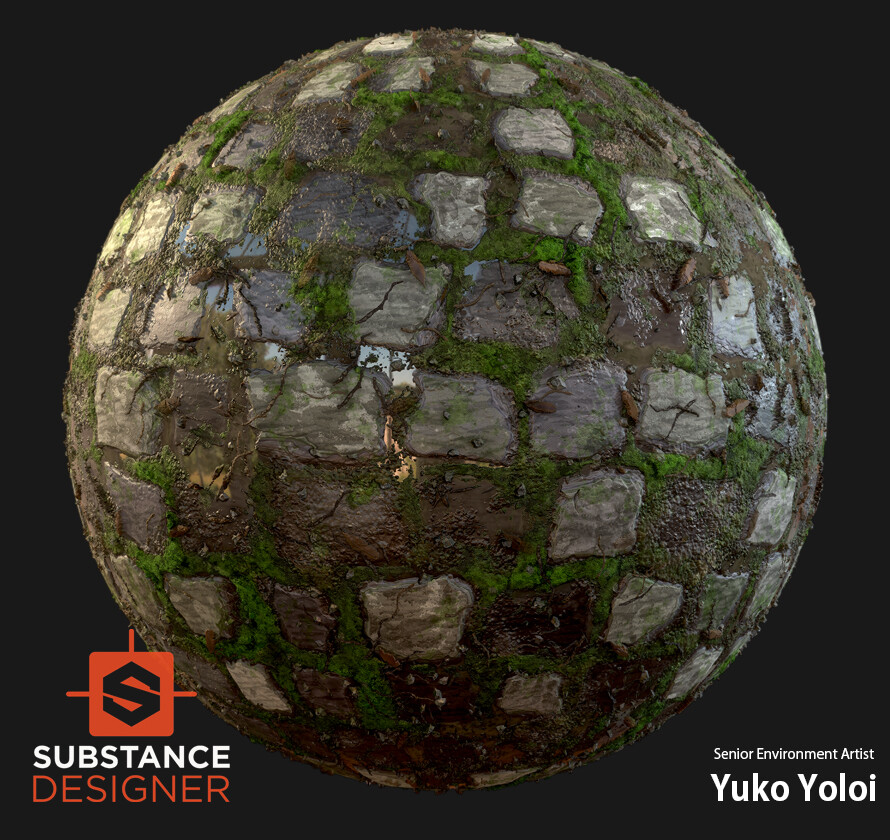 ArtStation - Stone Mossy Road - 100% procedural material with Substace ...