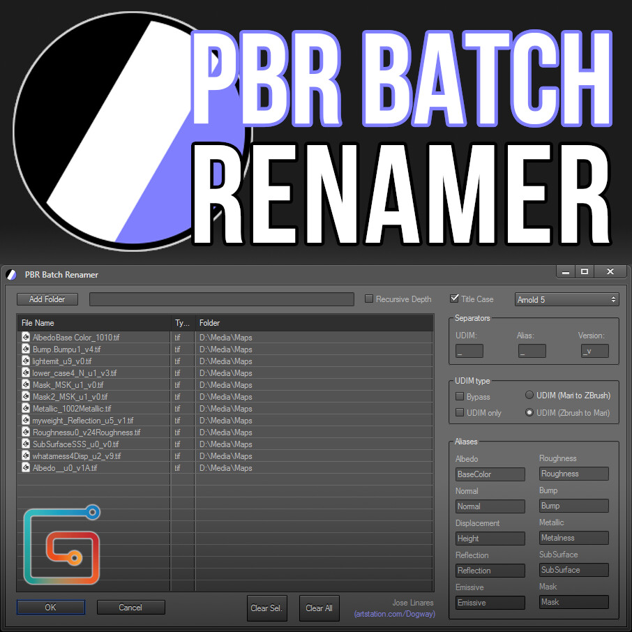Jose Linares - PBR Batch Renamer v1.2 & Tools