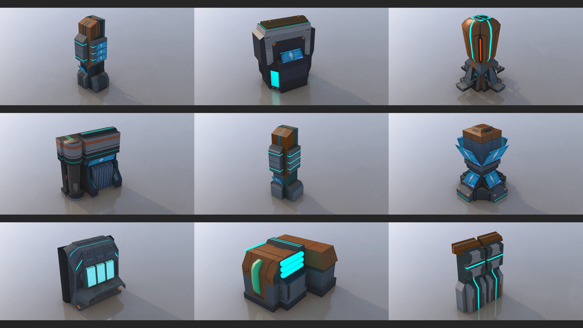 ArtStation - sci_fi low_poly Game Props