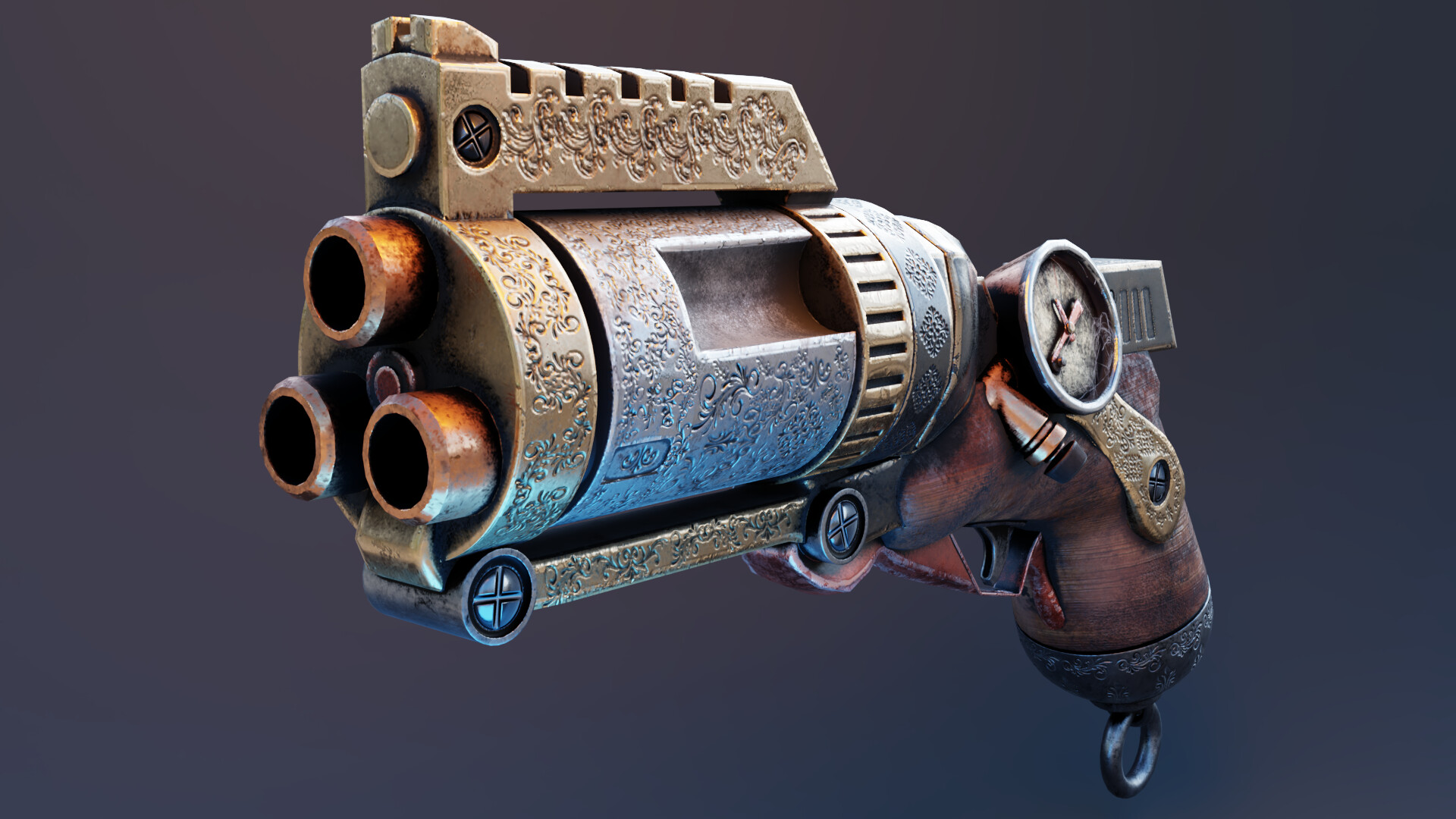 ArtStation - The Justice Protector - Steampunk Revolver