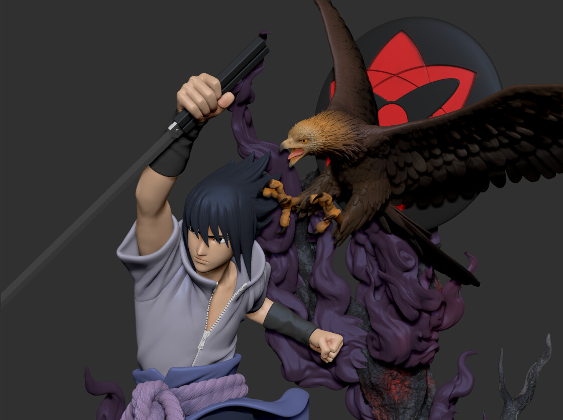 ArtStation - Uchiha Sasuke 火影佐助雕像
