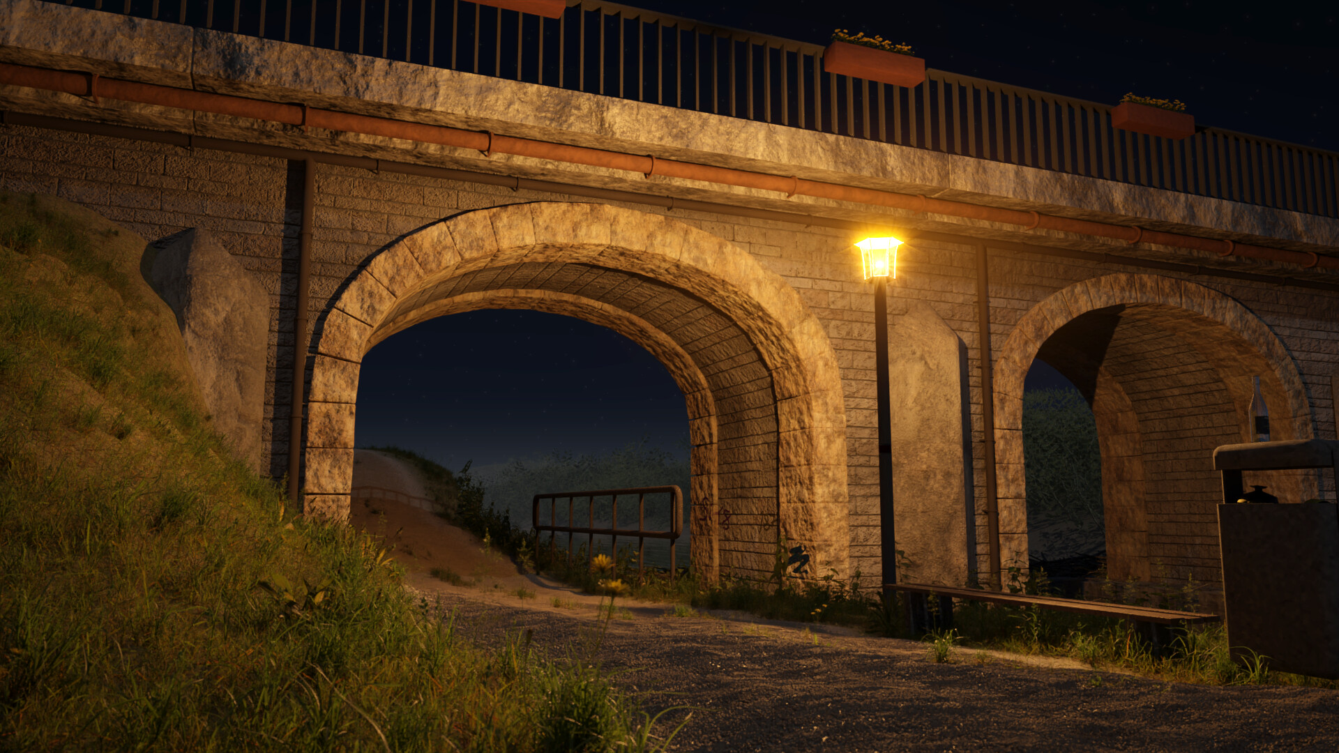 ArtStation - Bridge at night