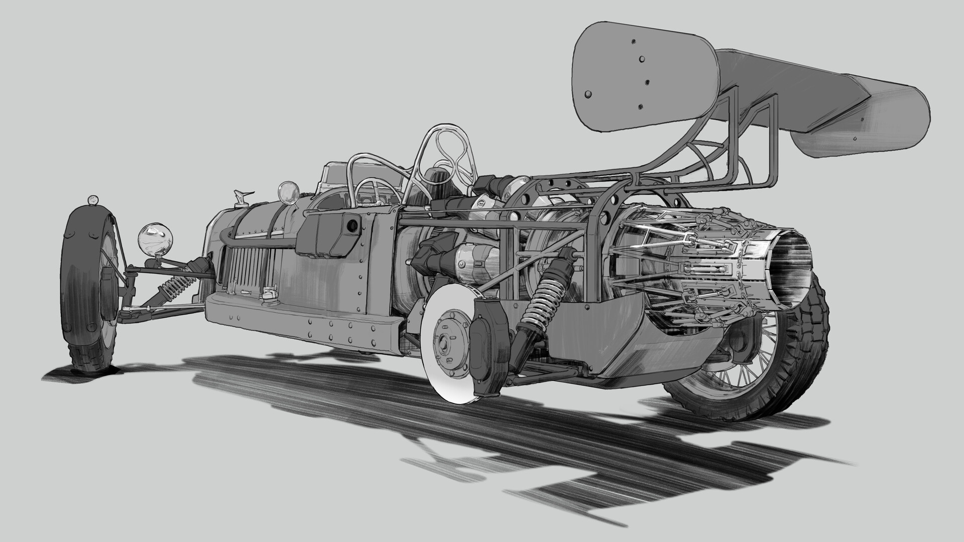 ArtStation - Jet engine + classic car