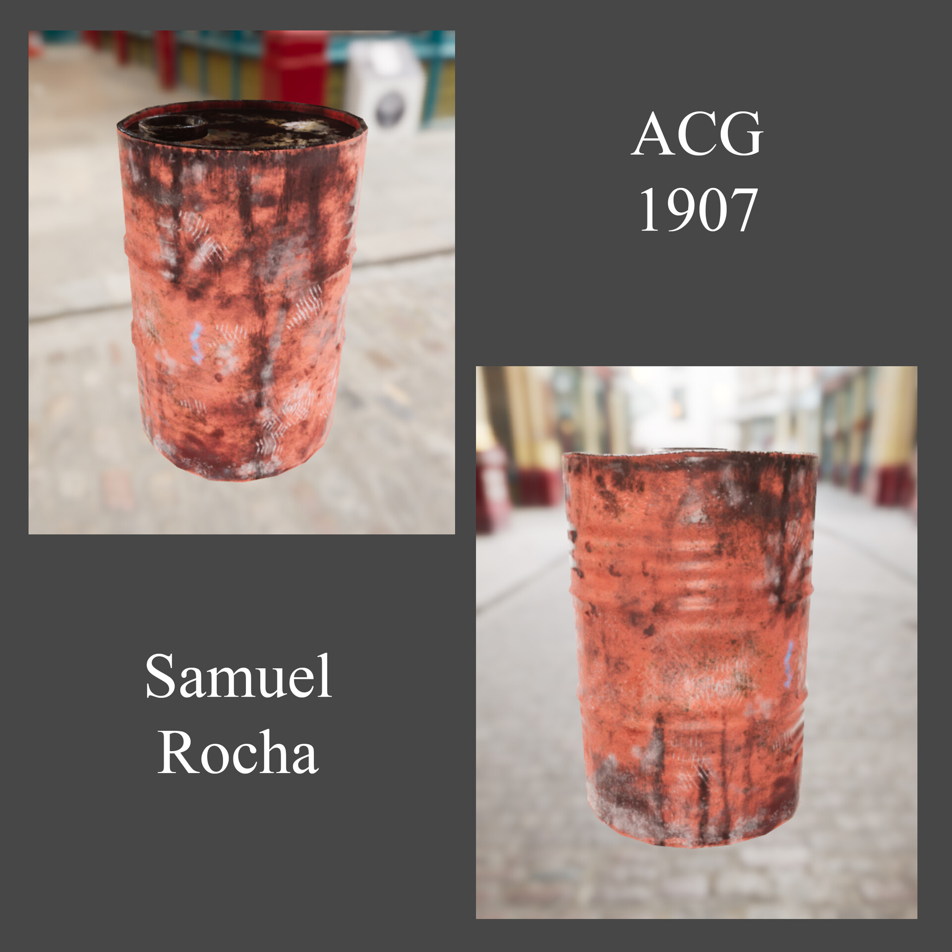 ArtStation - Samuel Rocha Art Creation for Games Final Project, Oil Drum