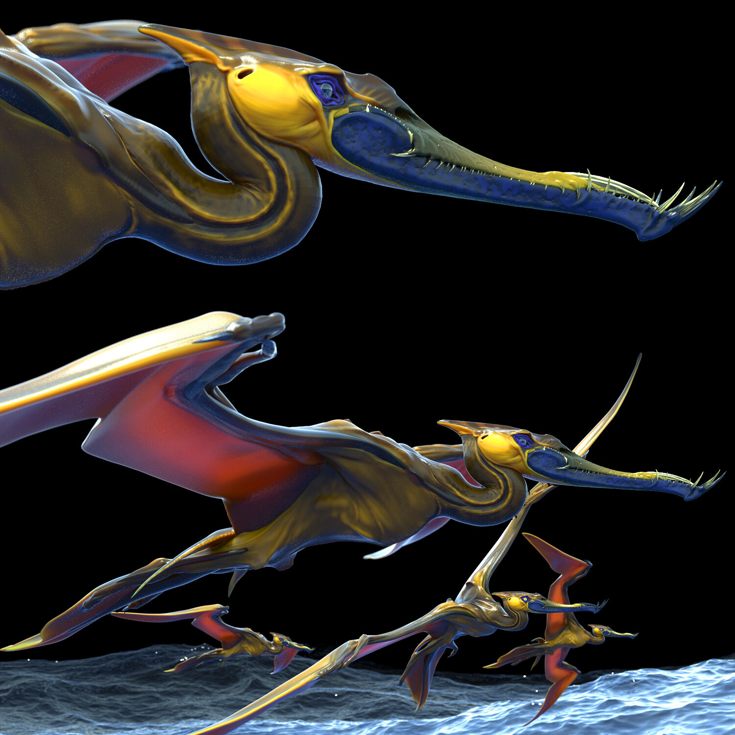 ArtStation - The Demon Fish - Scene - Breach - Pteranodons