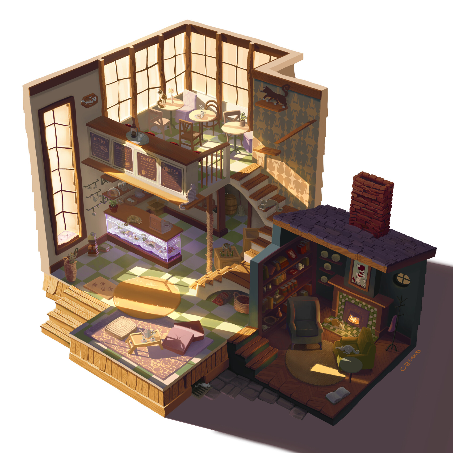 ArtStation - Cat Café Concept Art